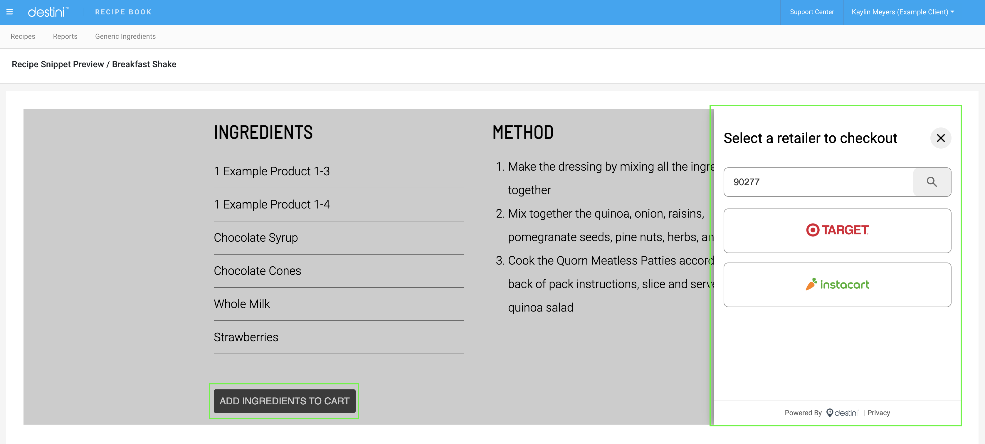 Creating a Shoppable Recipe Widget – Destini